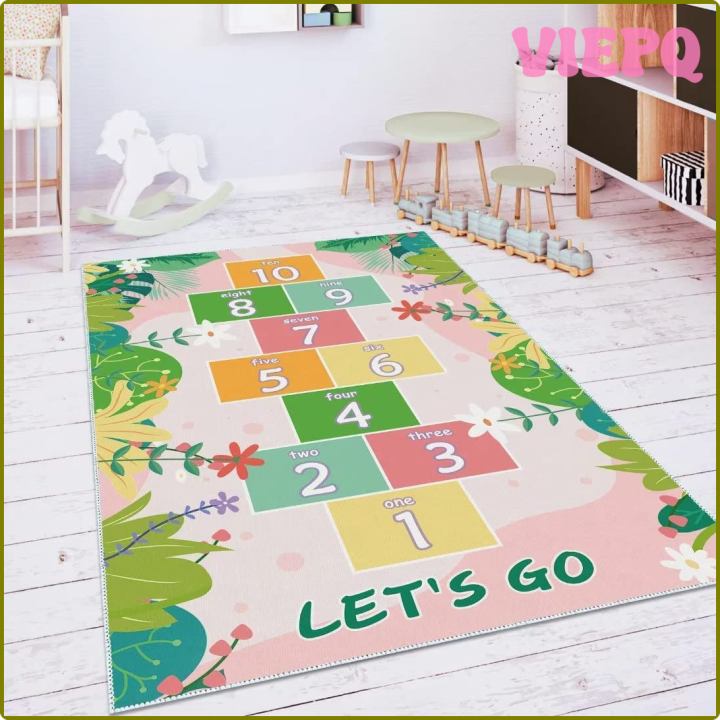 VIEPQ Hop and Count Hopscotch Game Rug Fun and Educational Playroom Rug ...