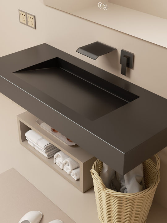 "Customized by high-end designers" Rock-slab integrated basin, table ...
