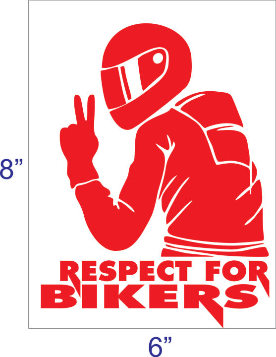 Respect for bikers sticker 8 x 6 inches color: Red 1pc - Compatible for ...