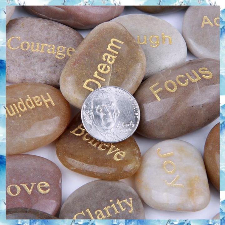 25 Engraved Inspirational Stones with Words of Encouragement Gold ...