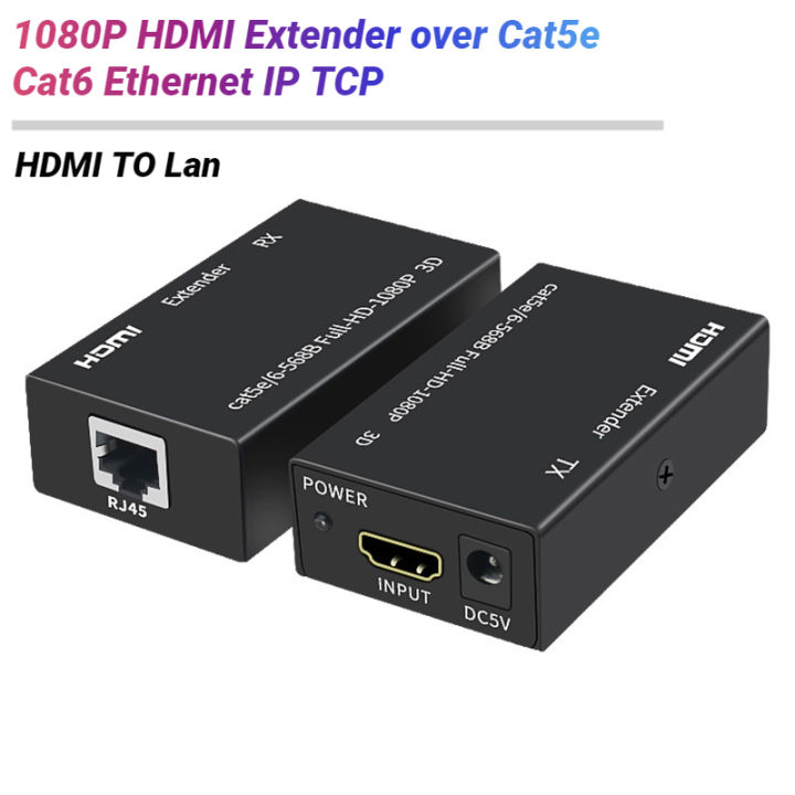 1080P HDMI Extender over Cat5e Cat6 Ethernet IP TCP up to 60M HDMI To ...