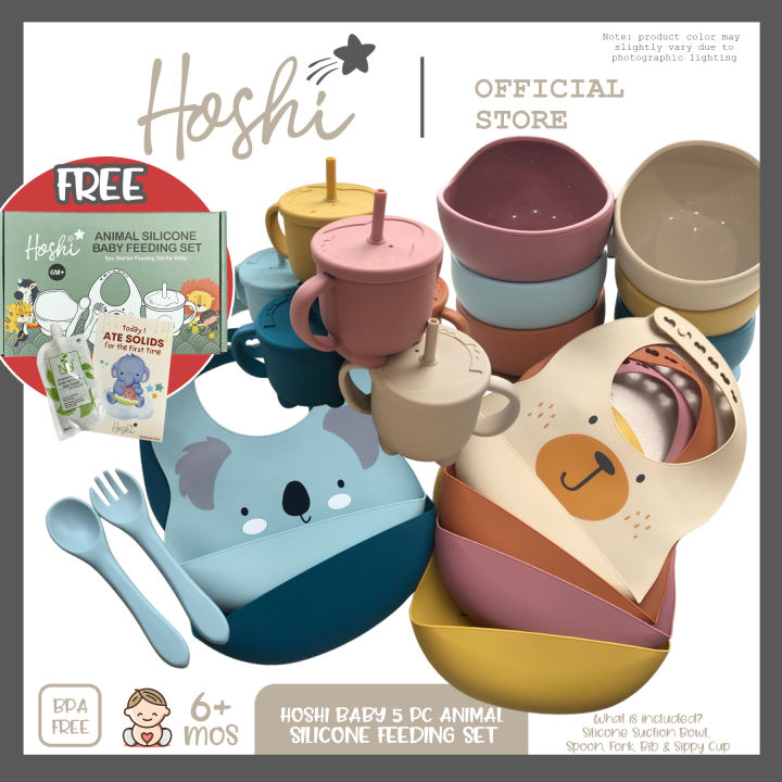 Hoshi Baby 5 PC Animal Design Feeding Set, Premium 100% Food Grade ...