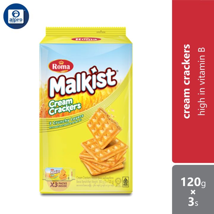 Roma Malkist Cream Crackers 120g ×3s | High in Vitamin B | Lazada