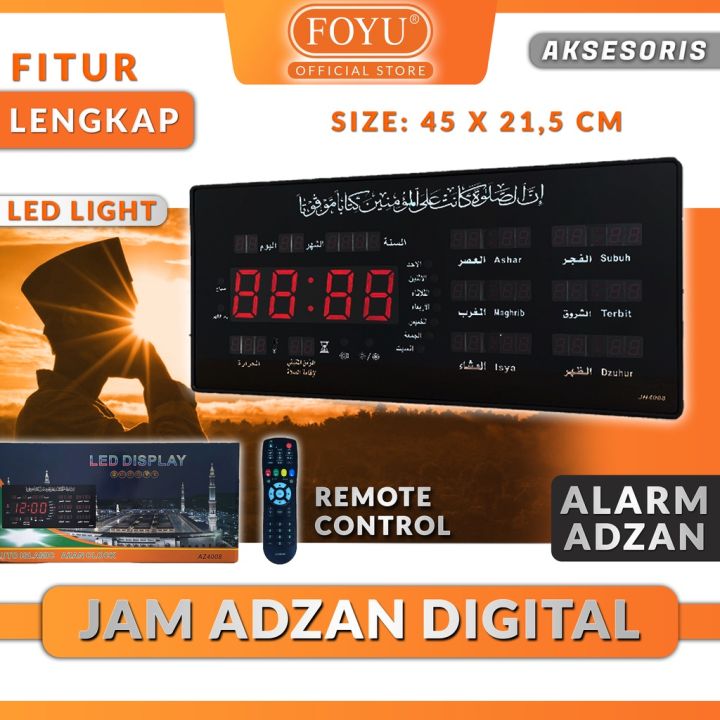 Jam Adzan Digital LED Display Dinding Masjid Otomatis Jadwal Sholat ...