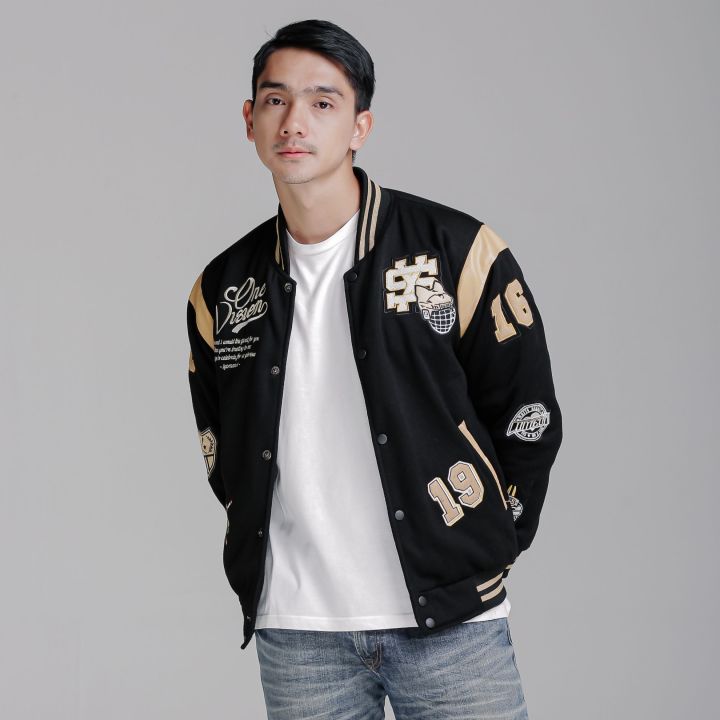 Jaket varsity pria hitam distro full bordir premium cowok terbaru tebal ...