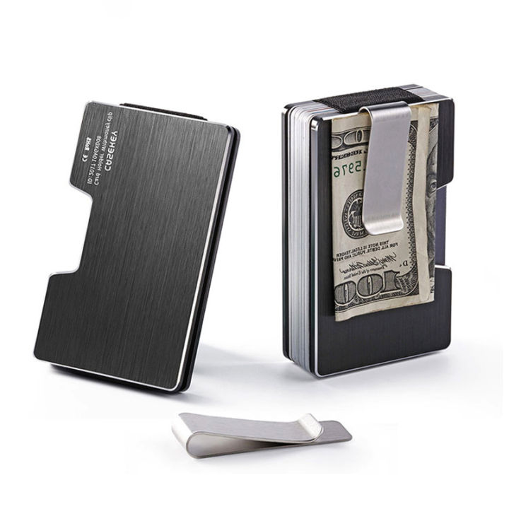 NEW Rfid Anti Metal Credit Card Holder Men Wallet Money Clips Black ...