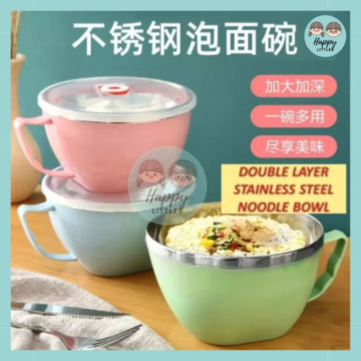 Korean Style Multipurpose Instant Noodle Stainless Steel Bowl With Seal 900ML Noodle Bowl With ...