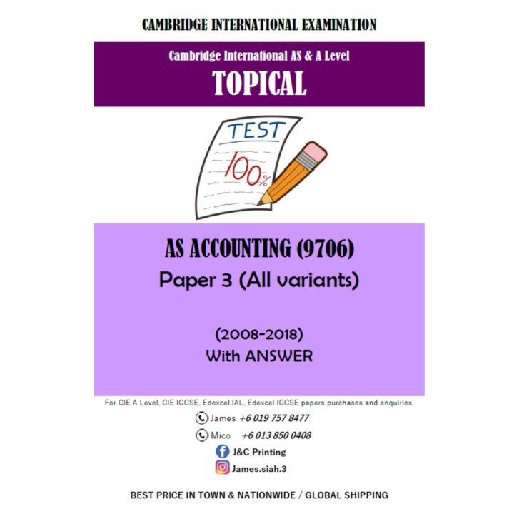 CAMBRIDGE A LEVEL TOPICAL ACCOUNTING (PAPER 3) PAST YEAR PAPER! | Lazada