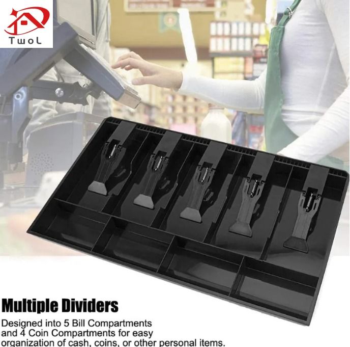 TwoL 4/5 Grid Money Cash Coin Register Insert Tray Replacement Cashier ...