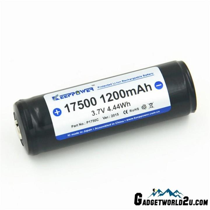 KeepPower 17500 3.7V 1200mAh Li-ion Rechargeable Battery P1750C ...