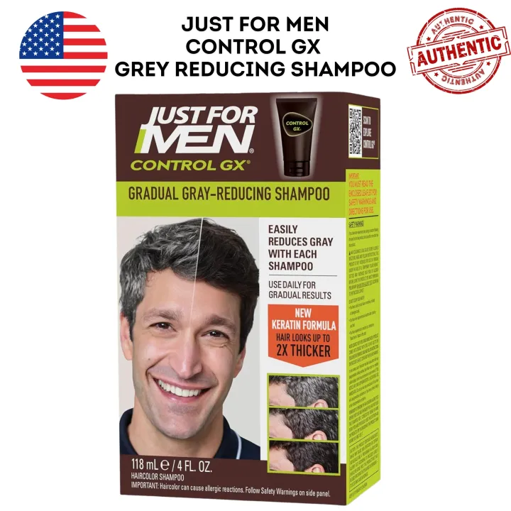 Just for Men Control GX Grey Reducing Shampoo, Gradual Hair Color with ...