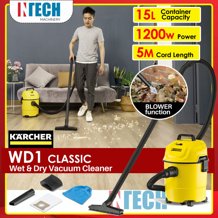 KARCHER WD1 CLASSIC MULTI-PURPOSE WET & DRY VACUUM CLEANER 1200W 15LITRE | Lazada