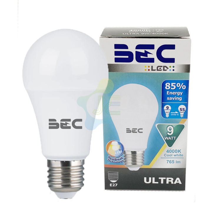 BEC หลอด LED Ultra 9W 4000K แสง Cool White E27 | Lazada.co.th