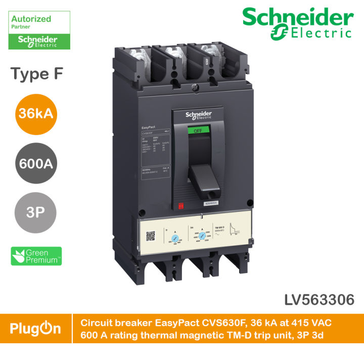 Schneider Electric - Circuit breaker EasyPact CVS630F, 36 kA at 415 VAC ...