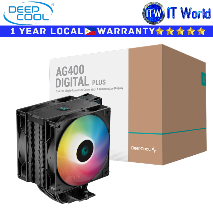 Itw | Deepcool CPU Cooler PC Fan AG400 Digital Plus Black Dual-Fan Single Tower (R-AG400-BKADMP ...