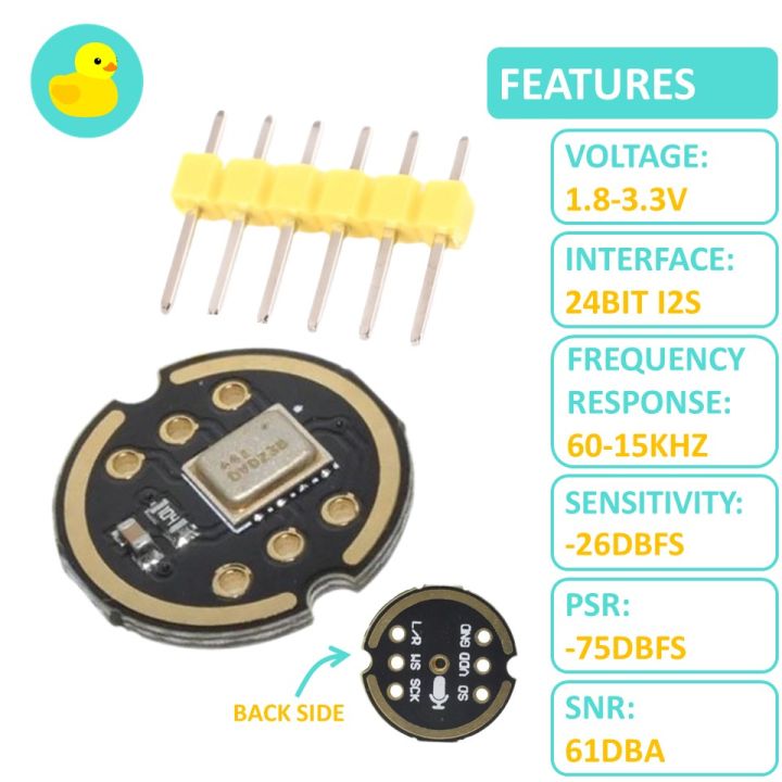 INMP441 Omnidirectional Microphone with Bottom Port and I2S Digital ...