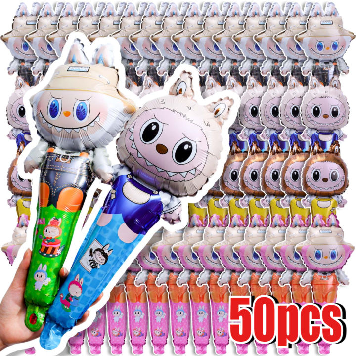 50/5PCS Colorful Cartoon Labubu Elf Holding Balloon Stick Decor ...