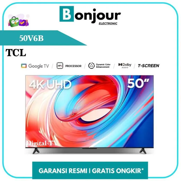Google TV TCL 50V6B 50" Inch Android Google TV 50 Inch 4K UHD Pengganti ...
