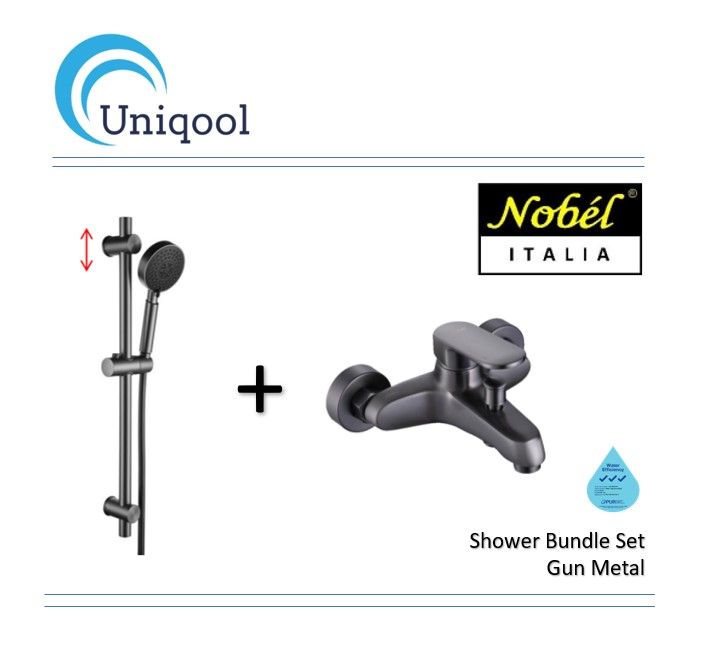 NOBEL Shower Bundle Set Gun Metal Finished (Shower Head+MIxer Tap ...