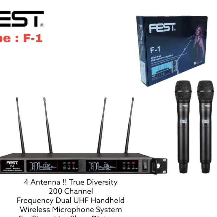 Mic wireless fest f1 f 1 handheld microphone original | Lazada Indonesia