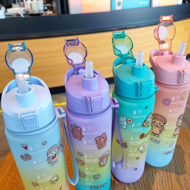 1liter Water Bottle 1l Jumbo Pastel Sports Tumbler With Time Marker