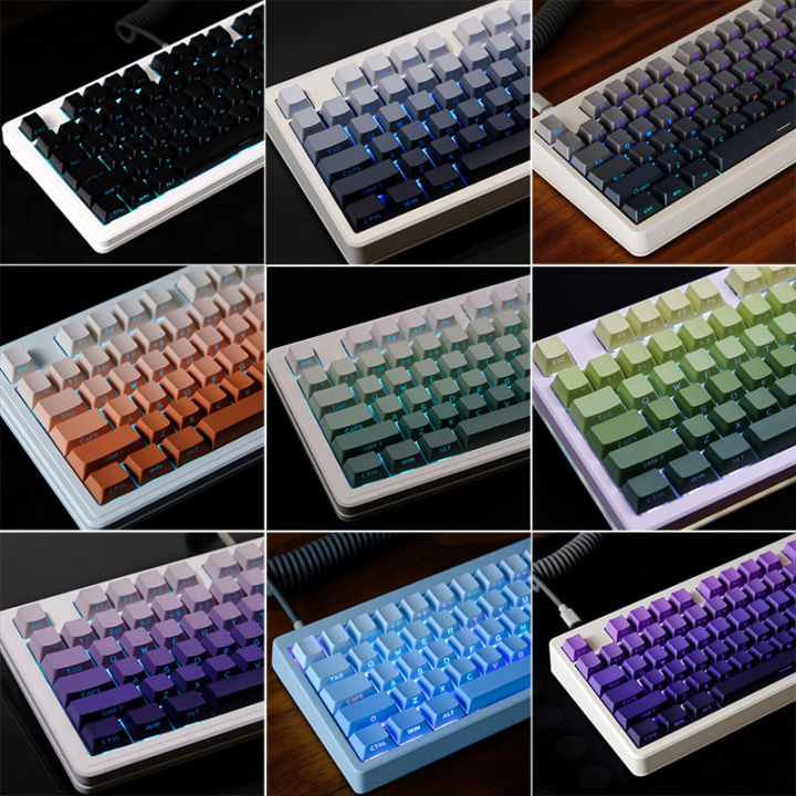 130 Keys Gradient Light Side Transmission Keycaps PBT Double-shot ...