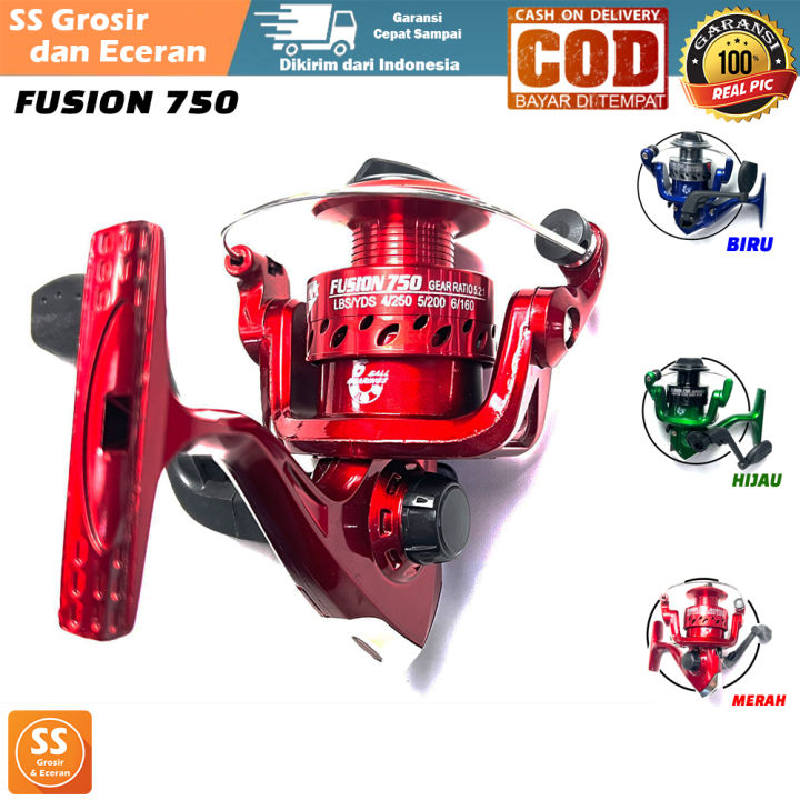 COD REEL METAL SPOOL GULUNGAN PANCING SPINNING FUSION 750 6BB ALUMINIUM ...