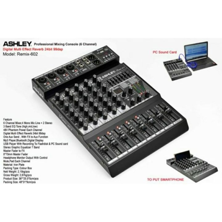 Mixer Ashley Remix 602 Original/mixer audio ashley 6ch usb bluetooth ...