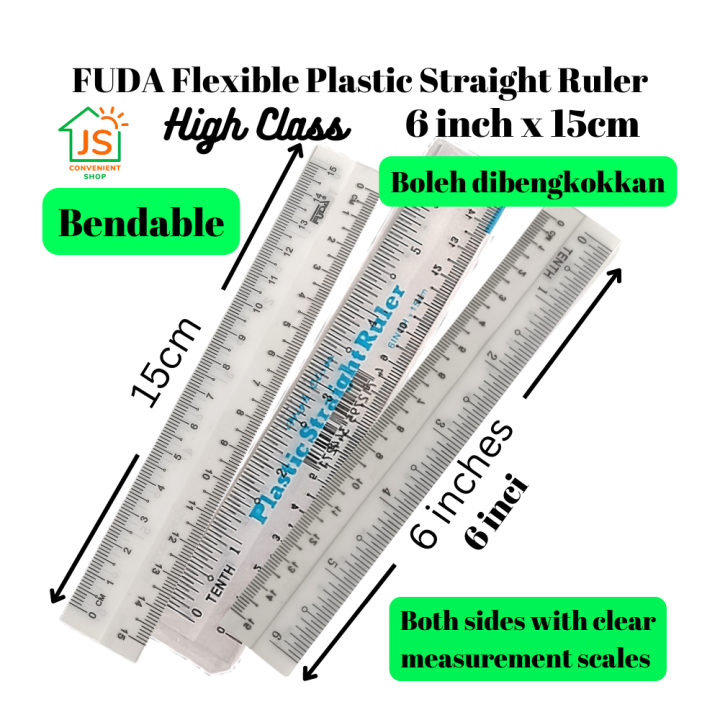 Stationery FUDA Plastic Flexible soft bendable Straight Ruler (6inches ...