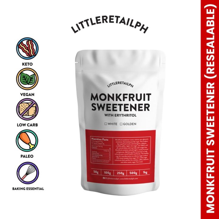 Best Monkfruit Sweetener With Erythritol White And Golden Resealable Keto Low Carb Approved