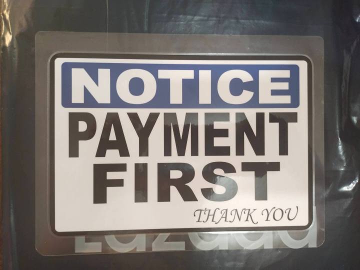PAYMENT FIRST LAMINATED SIGNAGE (AVAILABLE IN A4 & A5) | Lazada PH