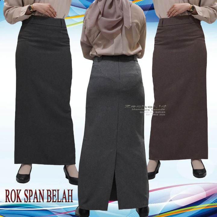 Rok span belah wanita hitam formal kerja kantor Wanita, Rok Kuliah ...