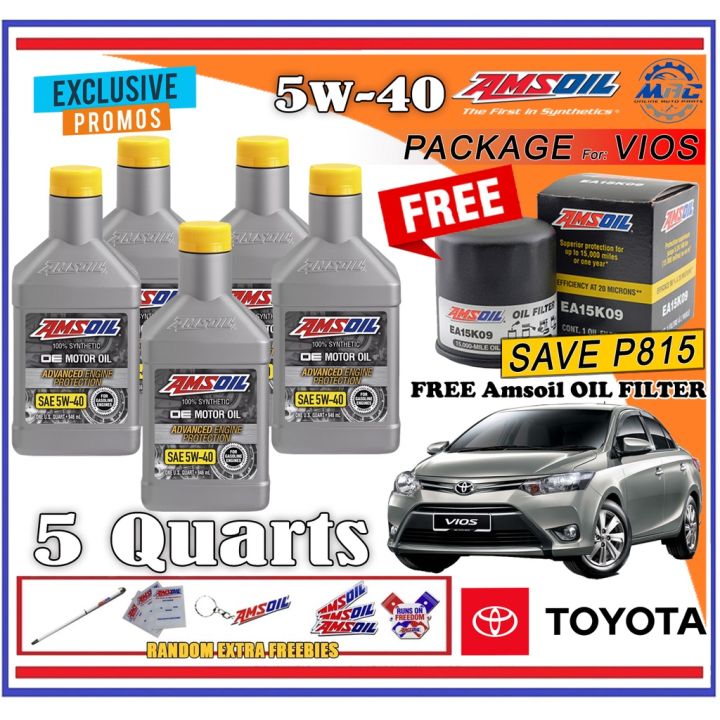 AMSOIL OE Motor Oil 5W-40 5 quarts FREE Oil Filter Package for TOYOTA ...