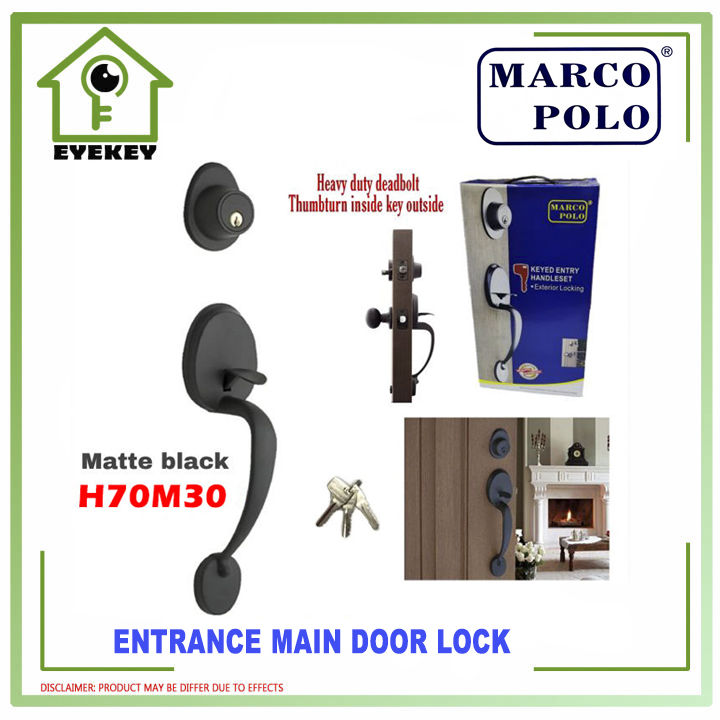MARCO POLO MAIN DOOR ENRANCE DOOR LOCK MATTE BLACK HEAVY DUTY H70M30 ...