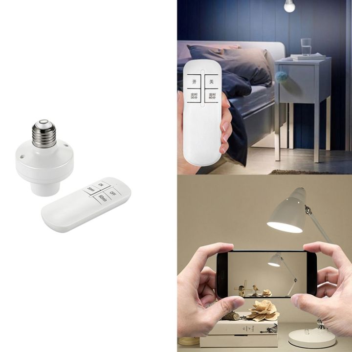 R1E26 E27 Wireless Remote Control Light Socket Lamp Holder 20M Base ON/Off Smart Switch Socket ...