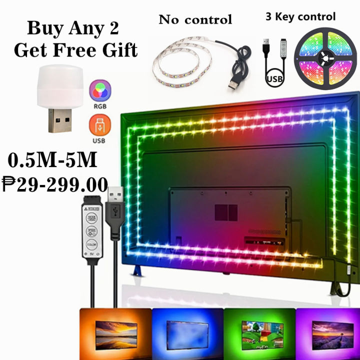 【Free Gift】On Sale 5V LED Strip Light TV Backlight USB 2835 Lamp String ...