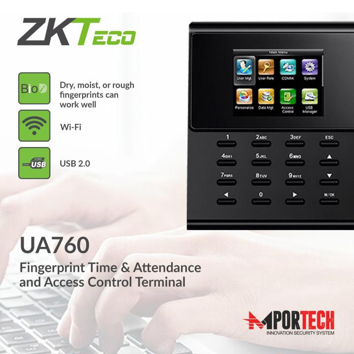 ZKTeco Biometric Fingerprint Time Attendance and Access Control Terminal UA760 | Lazada PH
