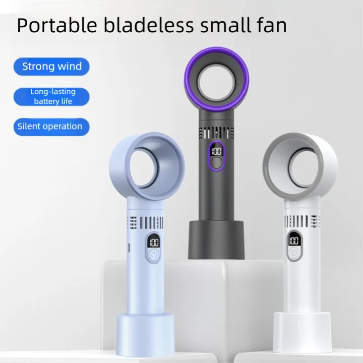 Digital display bladeless fan mini handheld USB charging bladeless fan ...