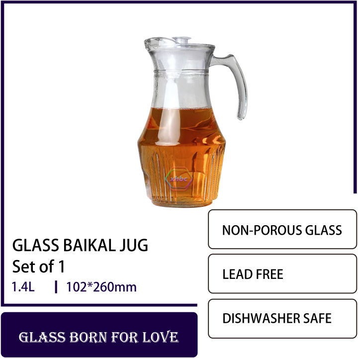 glass Water Jug Glass Pitcher Water Carafe with Handle Hot Cold Water ...