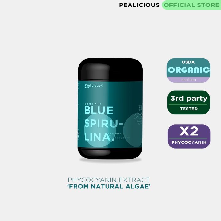 ผงสาหร่ายสีฟ้า ออแกนิค สกัดเข้มข้น Pealicious Nutraceutical Organic Blue Spirulina Powder ...