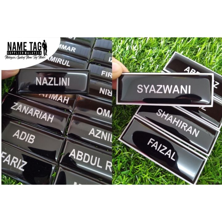 DONE IN 3 WORKING DAY | Name Tag Epoxy Acrylic Hitam Putih (75x25mm ...