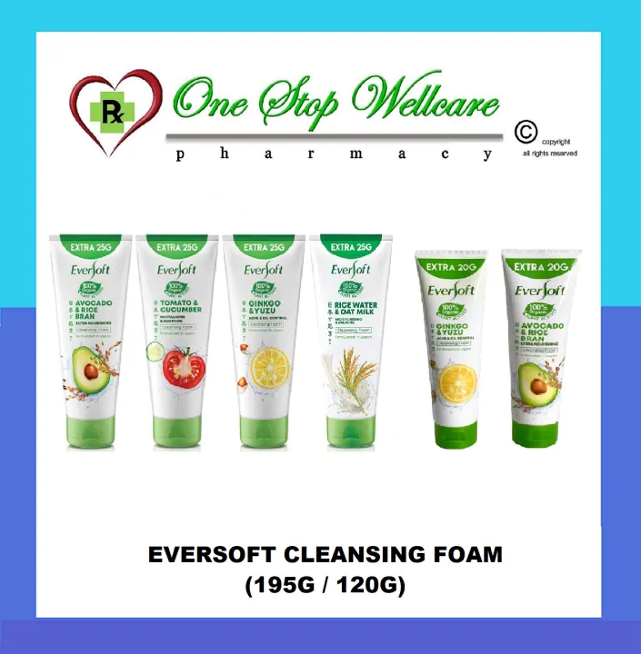EVERSOFT CLEANSING FOAM (RICE WATER / GINKGO / AVOCADO / TOMATO) (195G ...