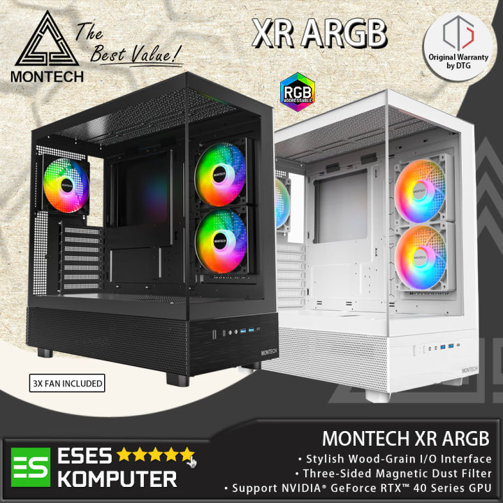 Case MONTECH XR ARGB BLACK / WHITE ATX Mid-Tower PC Gaming Case | 3X ...
