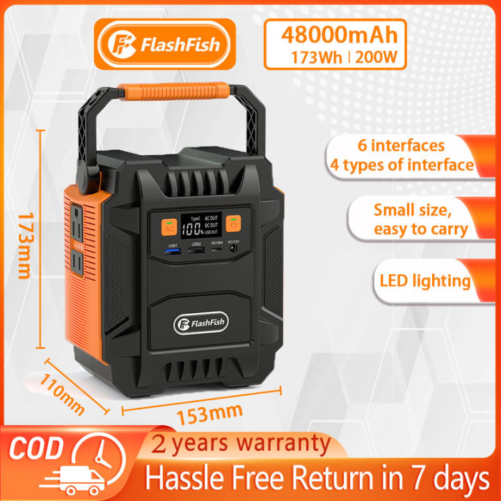 Flashfish Portable Power Station 200W Solar Generator Large Laptop ...