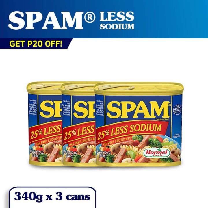 3 CAN VALUE PACK (SPAM® Less Sodium Luncheon Meat 340g) | Lazada PH