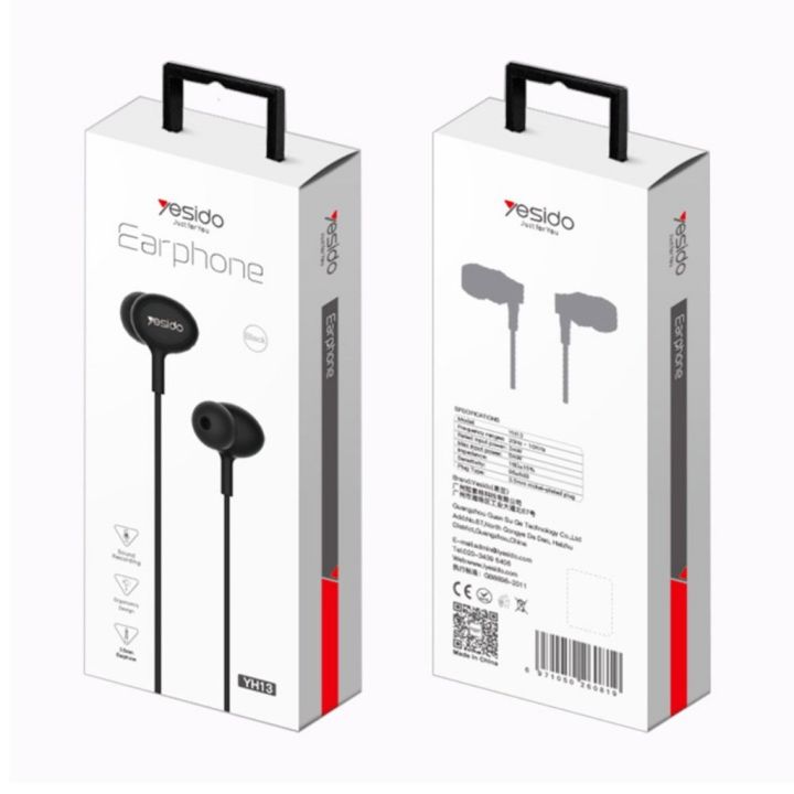 YESIDO YH13 Universal Wire-Control 3.5 mm In-Ear Earphones with Mic (Black) | Lazada.co.th