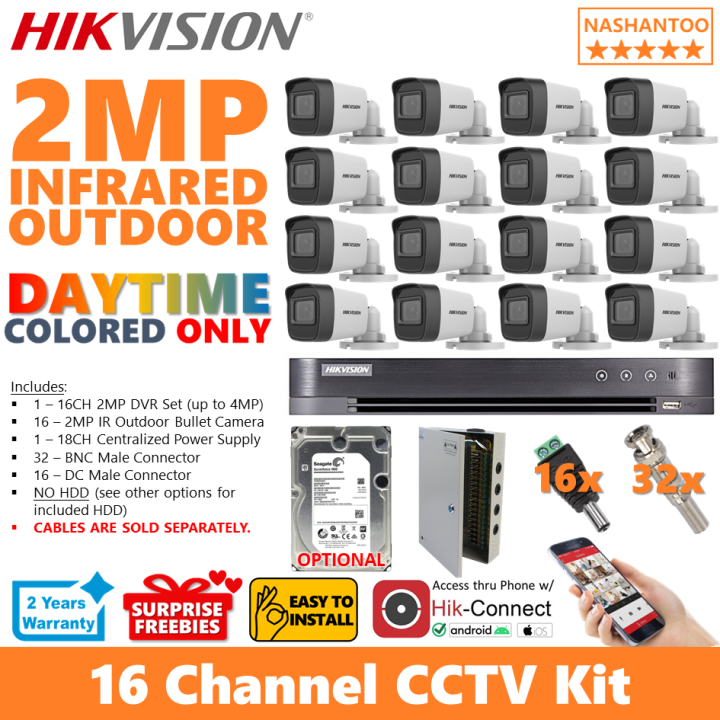 HIKVISION 16Channel 2MP IR 16Cameras (16 Outdoor Bullet) Turbo HD 16CH ...
