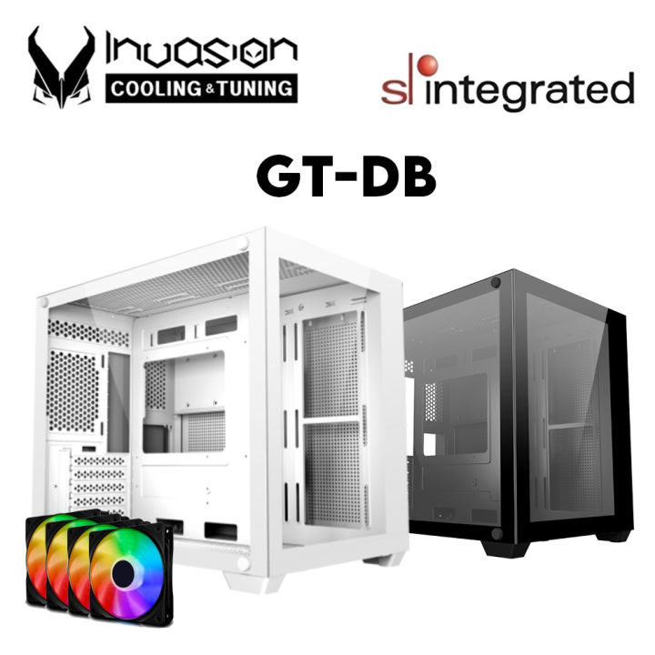 Invasion GT-DB MATX Gaming Case with ARGB Fan - Black/White (With ...