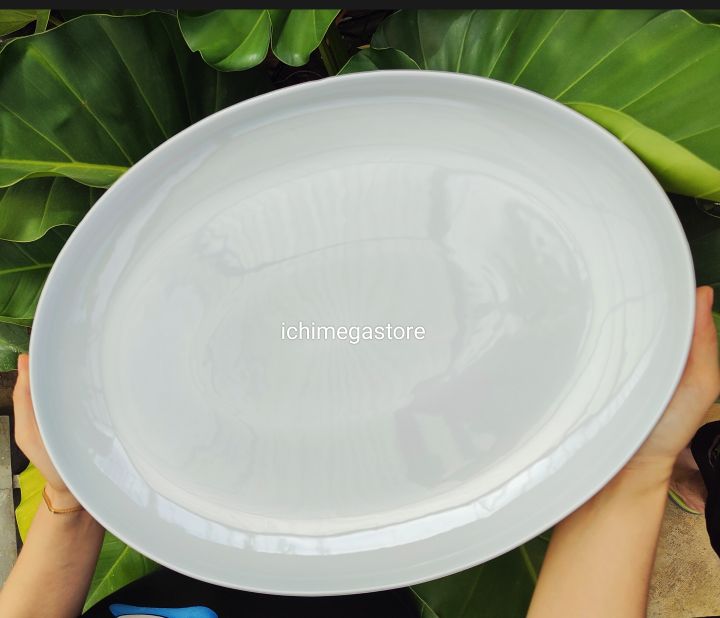 Piring Saji Oval Keramik XXL Fine Porcelain Tebal Sangat Besar ...