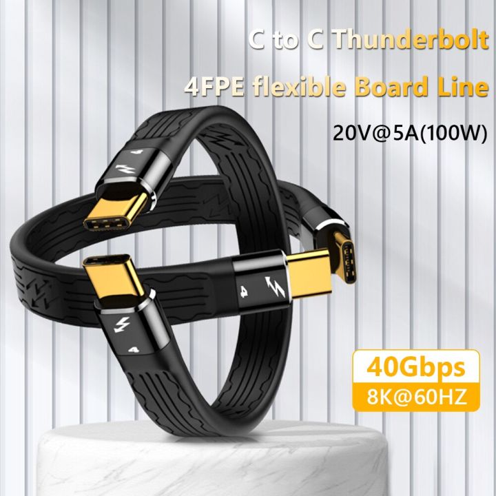 Thunderbolt 4 Soft FPC Data Cable USB4 8K 60Hz 40Gbps USB C to Type C PD100W 5A QC4.0 Fast ...